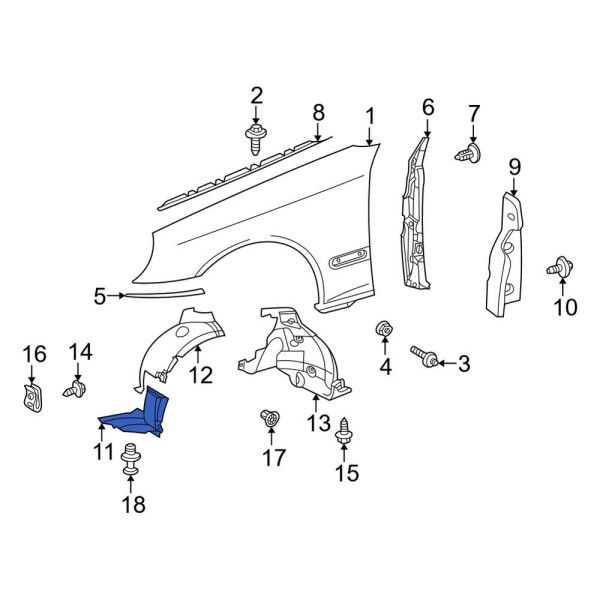 Mercedes-Benz OE 2038810423 - Front Right Fender Liner Extension