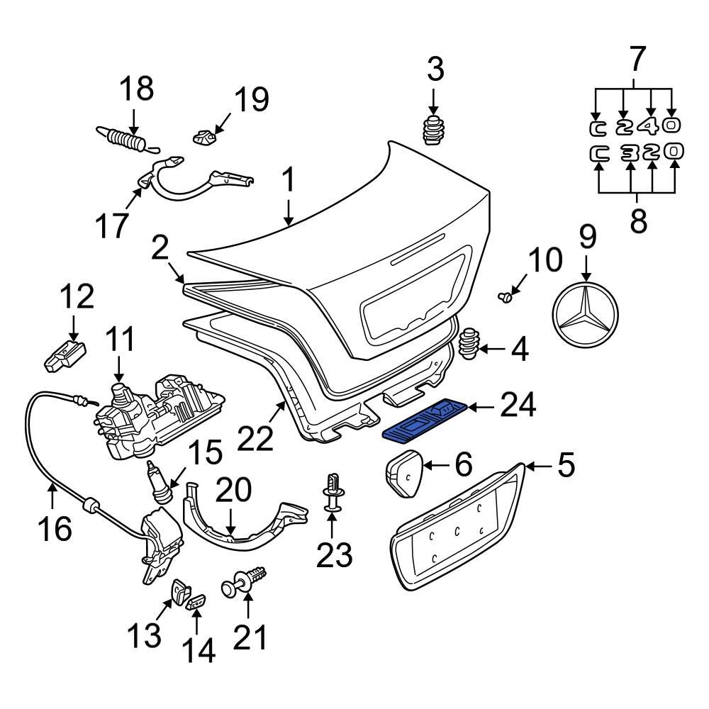 Mercedes-Benz OE 2037500793 - Rear Deck Lid Handle