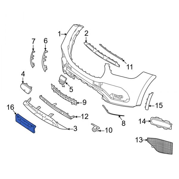 Mercedes-Benz OE 1678850000 - Front License Plate Bracket