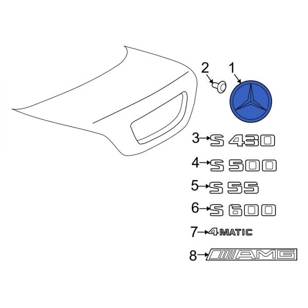 Mercedes-Benz OE 2207580058 - Rear Deck Lid Emblem