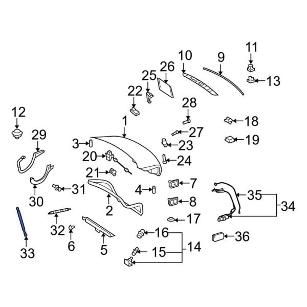 Mercedes-Benz OE 2207500236 - Right Trunk Lid Lift Support