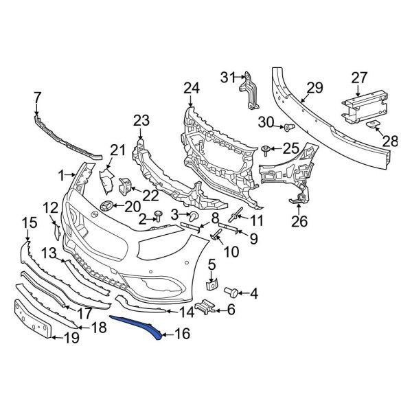 Mercedes-Benz OE 2178850238 - Front Right Bumper Trim