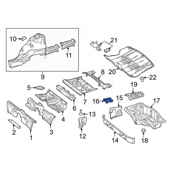 Mercedes-Benz OE 2226112016 - Rear Right Floor Extension Bracket