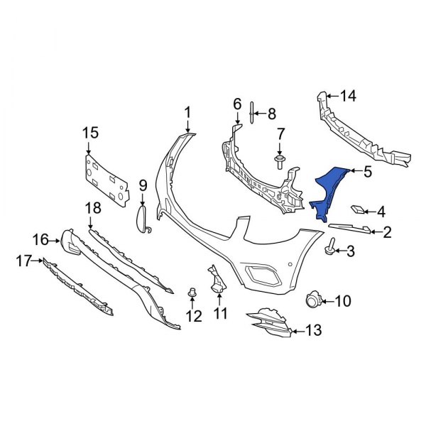 Mercedes-Benz OE 2538850765 - Front Left Bumper Cover Support Rail