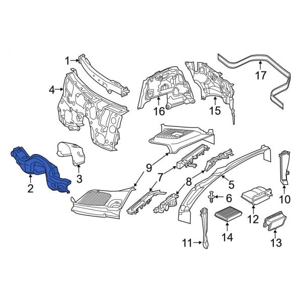 Mercedes-Benz OE 2136200501 - Cowl Panel Reinforcement