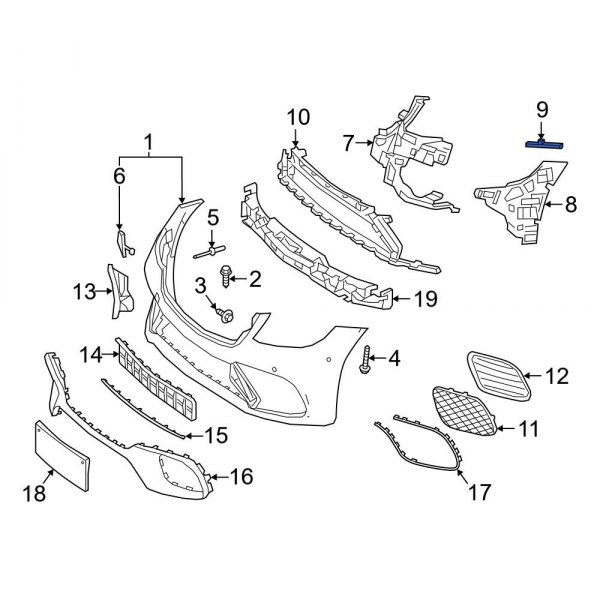Mercedes-Benz OE 2228850021 - Left Bumper Cover Support Rail Bracket