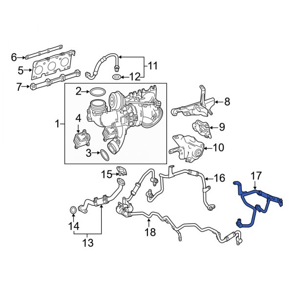 Mercedes-Benz OE 2762005951 - Left Turbocharger Coolant Line
