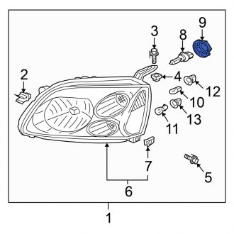 Mitsubishi Lancer Headlight Components | Brackets, Adapters — CARiD.com