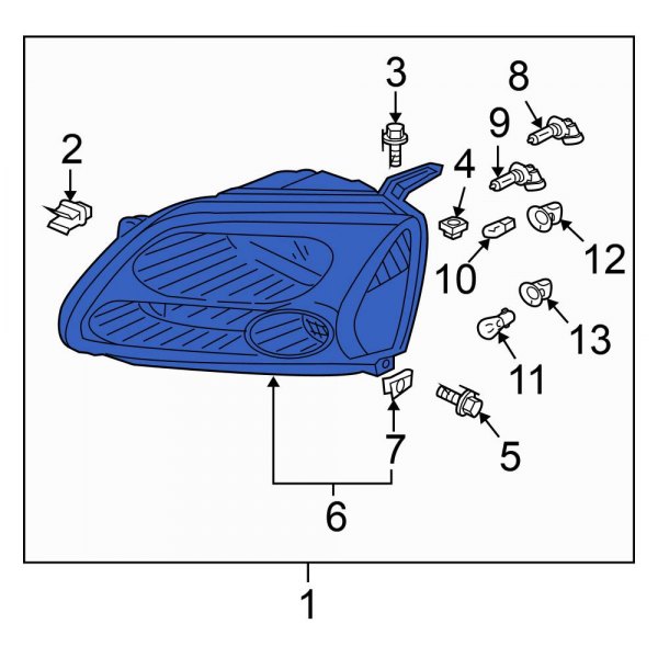 Mitsubishi OE MR991155 - Front Left Headlight