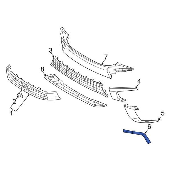 Mitsubishi OE 6407A172 - Front Right Lower Grille Molding