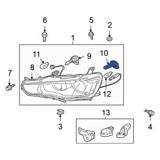 Mitsubishi Lancer Headlight Components | Brackets, Adapters — CARiD.com