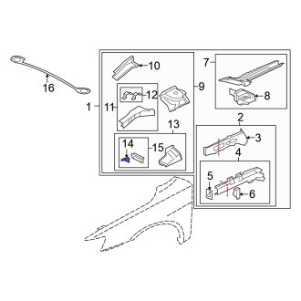 Mitsubishi Evolution Fender Support Braces & Hardware — CARiD.com