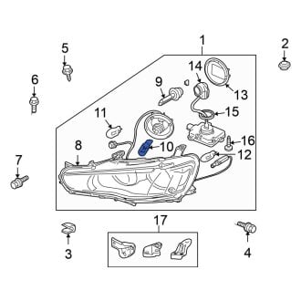 Mitsubishi Lancer Headlight Components | Brackets, Adapters — CARiD.com