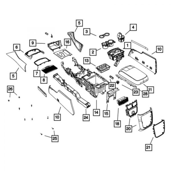 Mopar® 1WH99DX9AB - Upper Center Console Trim Panel