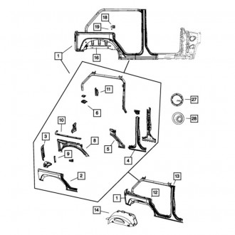 Jeep Wrangler OEM Quarter Panels & Parts - Rear & Front | CARiD