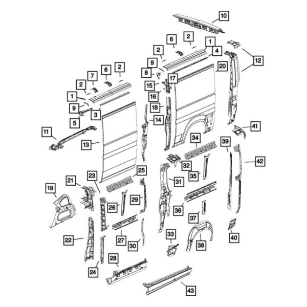 Mopar® 68134822AB - Body Side Aperture Outer Panel