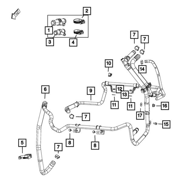 Mopar® 68245455AA - HVAC Heater Hose Connector