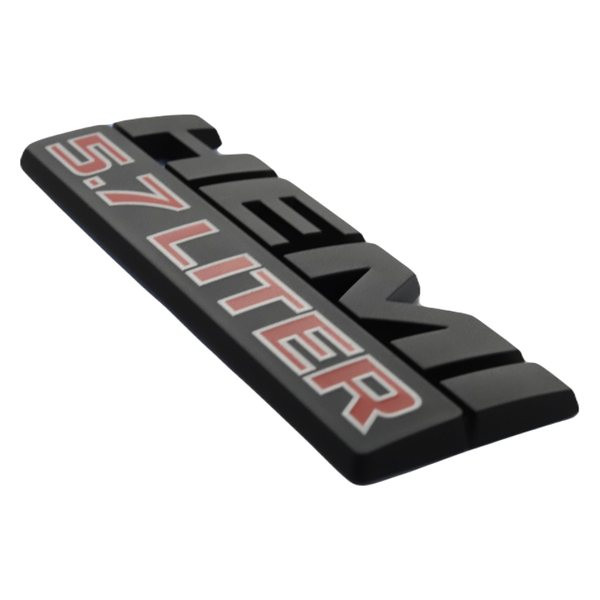 Mopar® 68247898AA - "HEMI 5.7 Liter" Nameplate Gray/Red Front Fender Emblem