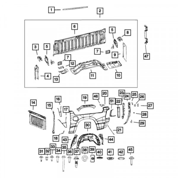 Ram OE 68277144AA - Front Right Upper Truck Bed Panel Brace