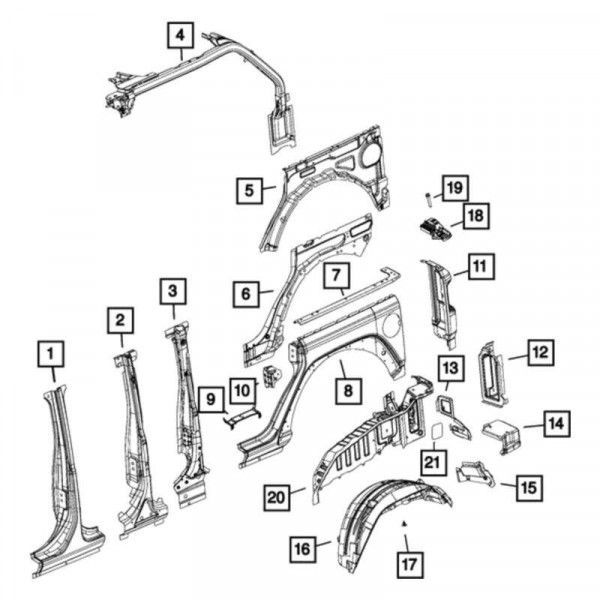 Mopar® 68302873AI - Left Sport Bar Side Bar