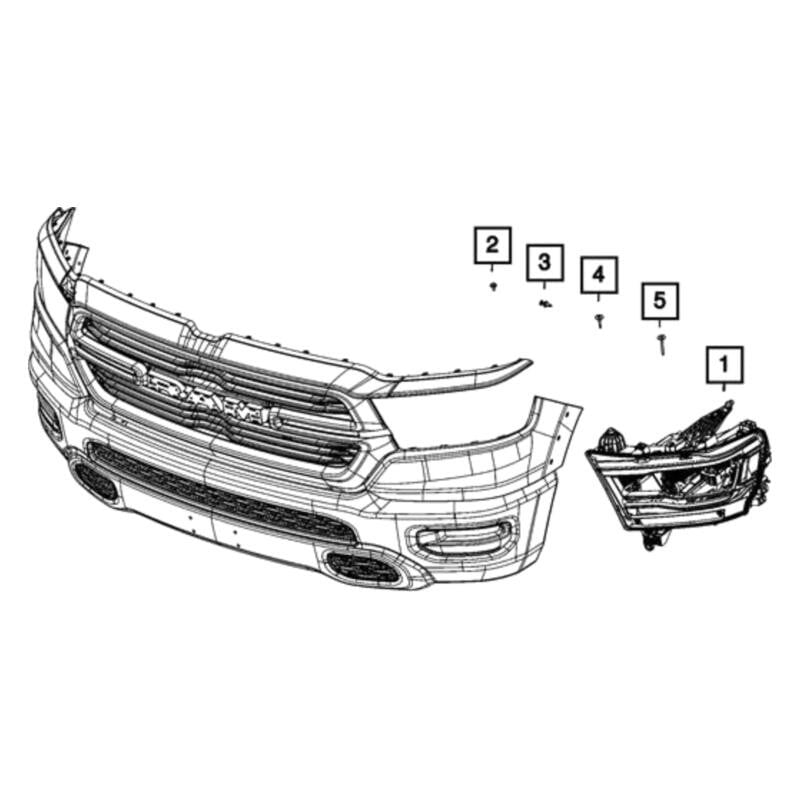 Ram OE 68316084AH - Front Right Headlight Assembly
