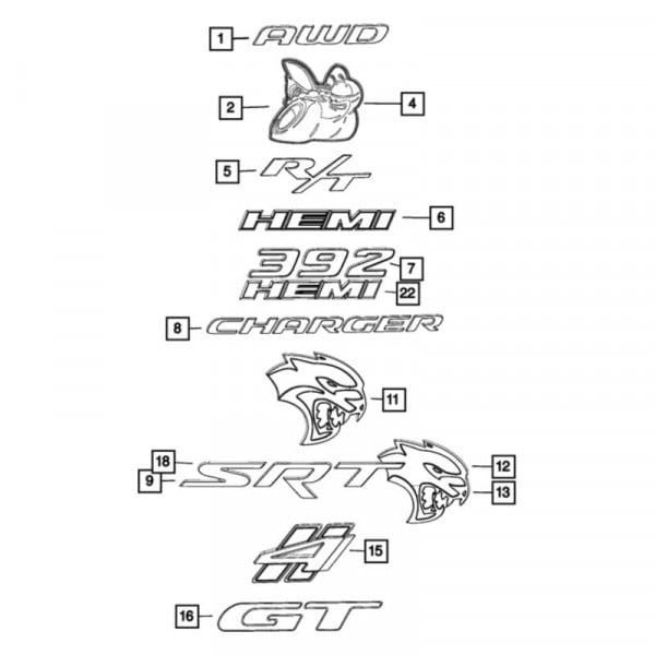 Mopar® 68430263AA - Front Srt Nameplate