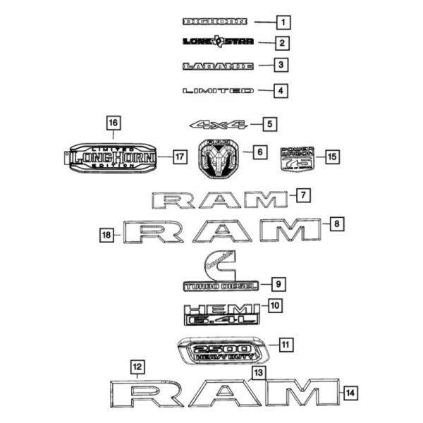 Mopar® 68488318AA - Grille Nameplate