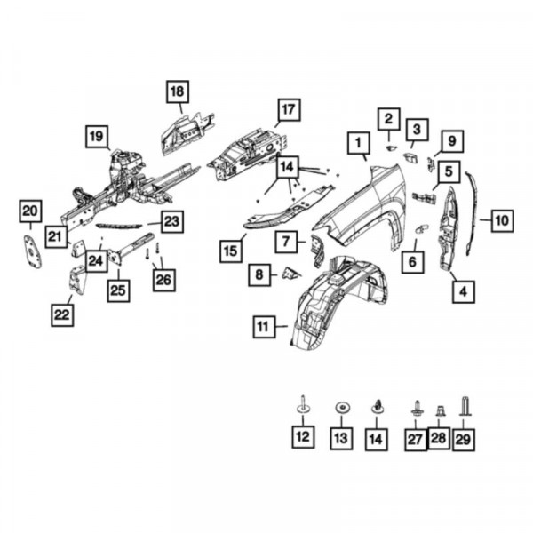 Jeep OE 68552841AA - Front Left Fender Bracket