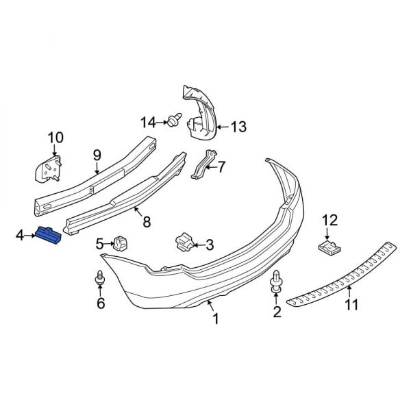 Nissan OE 85284CA000 - Rear Bumper Impact Absorber Clip