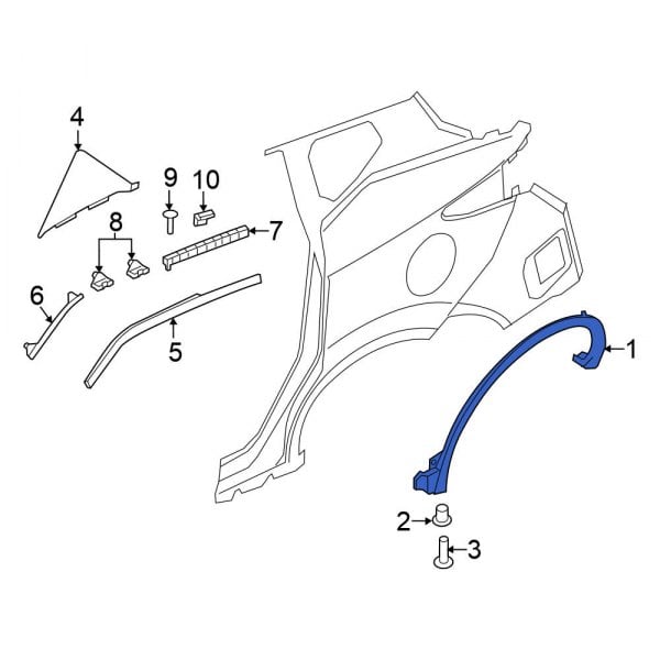 Nissan OE 768565AA0A - Rear Right Wheel Arch Molding