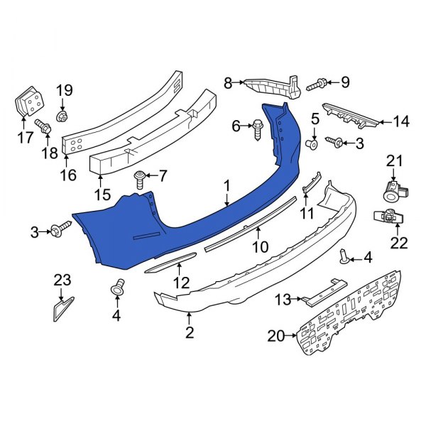 Nissan OE 850225AA0H - Rear Upper Bumper Cover