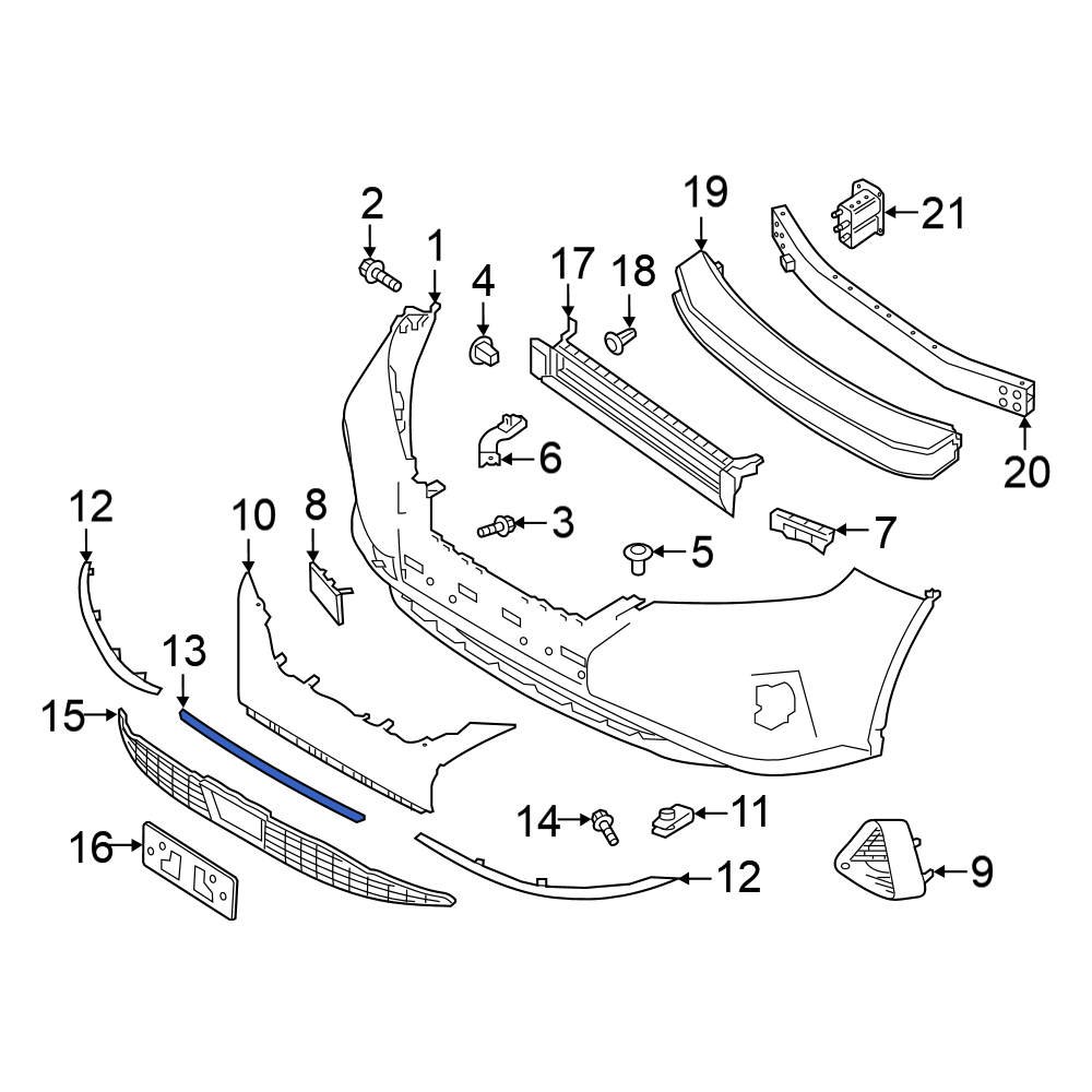 Nissan OE 620789UH1A - Front Center Bumper Trim