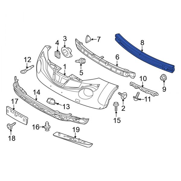 Nissan OE F20323YMMH - Front Bumper Impact Bar