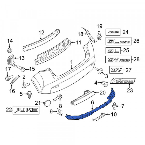 Nissan OE 850B21KA0A - Rear Valance Panel