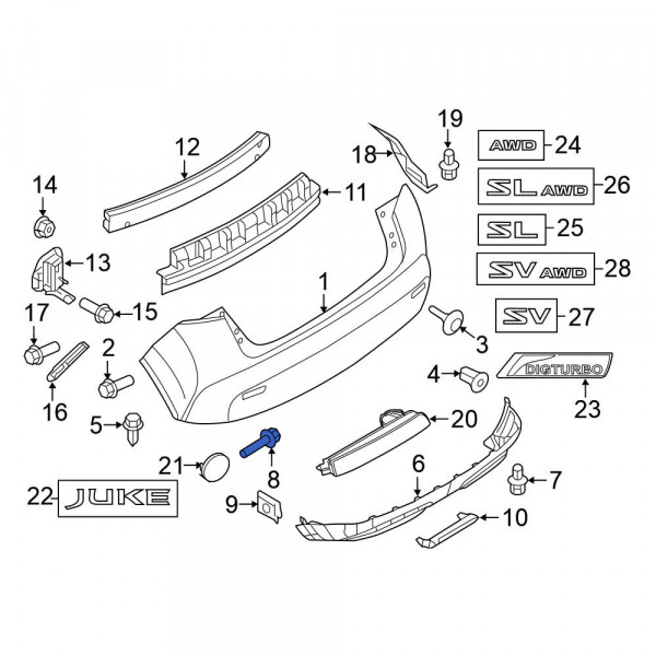Nissan OE 01121N6041 - Engine Coolant Reservoir Bolt