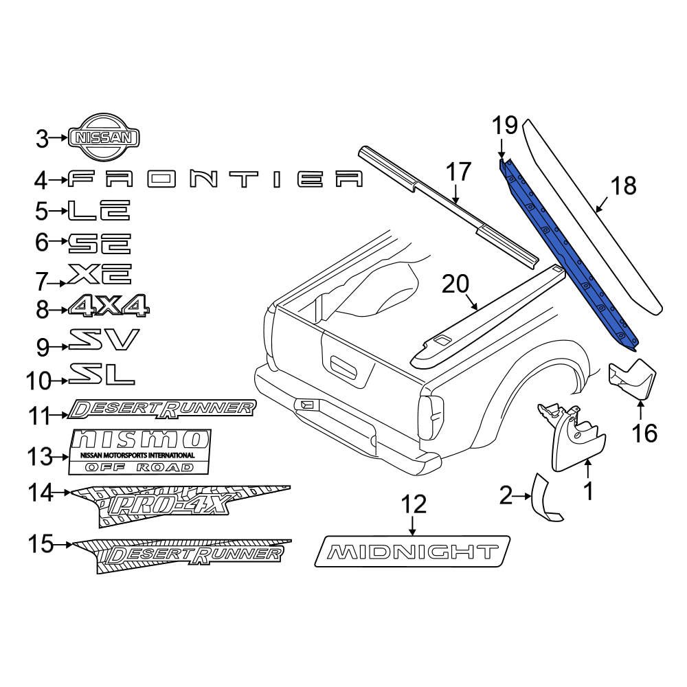 Nissan OE 934A89BF0A - Rear Lower Tailgate Molding