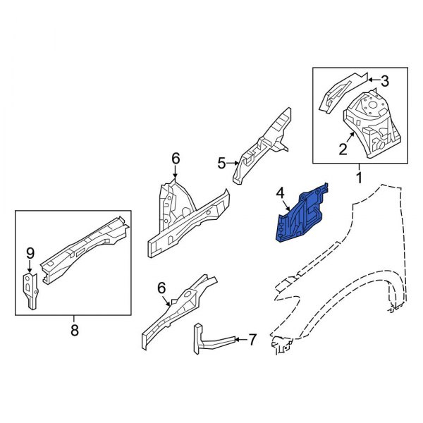 Nissan OE 648389NB0B - Front Right Fender Splash Shield