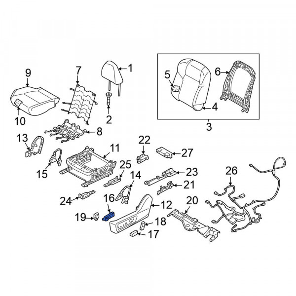 Nissan OE 870666CC0A - Front Left Power Seat Switch