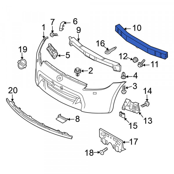 Nissan OE 620301EA0A - Front Bumper Impact Bar