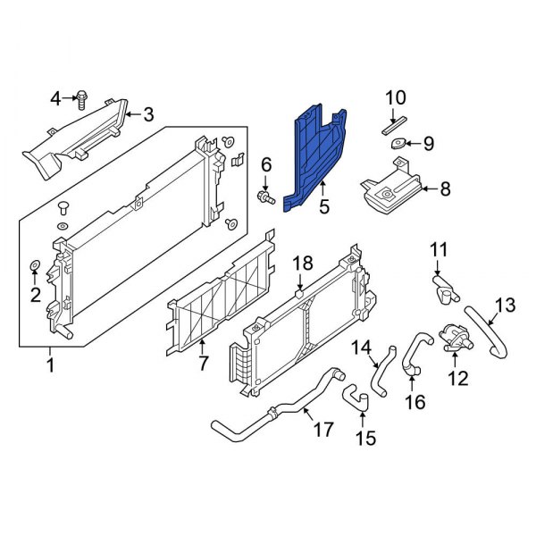 Nissan OE 921845SA0A - Front Right Outer Radiator Support Baffle