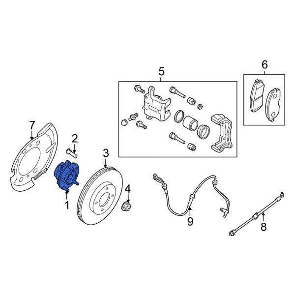 Nissan OE 40202JG01B - Front Wheel Bearing and Hub Assembly