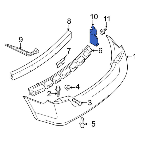 Nissan OE 78819ET00A - Rear Left Bumper Cover Spacer Panel
