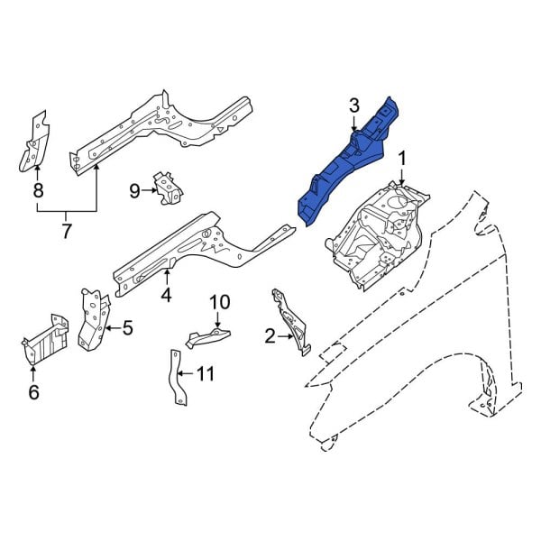 Nissan OE F41813SHMA - Front Left Upper Fender Rail
