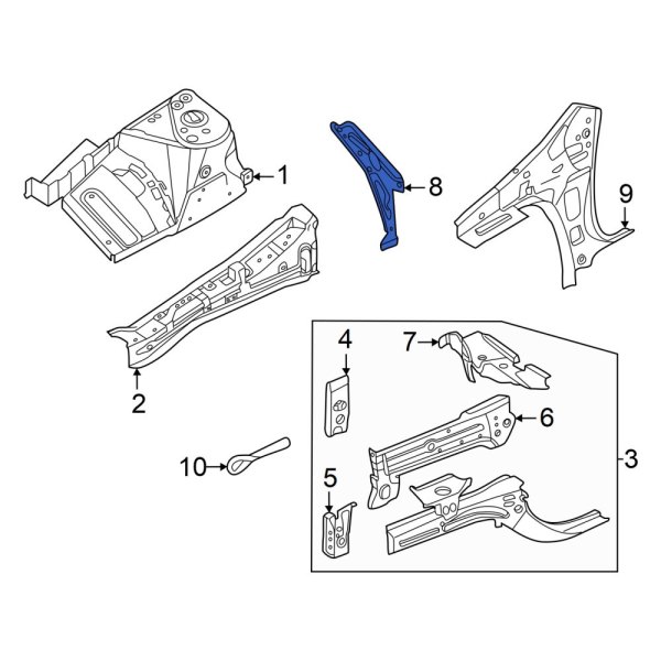 Nissan OE F41906LBMA - Front Right Fender Rail Reinforcement