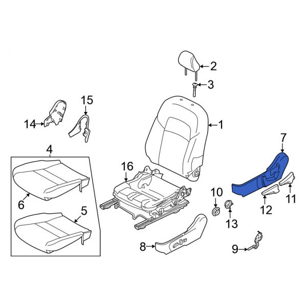Nissan OE 873806LB1A - Front Left Outer Seat Trim Panel