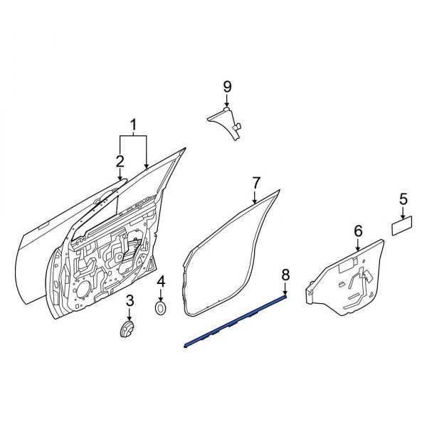 Nissan OE 828396LE0A - Left Lower Door Shell Seal