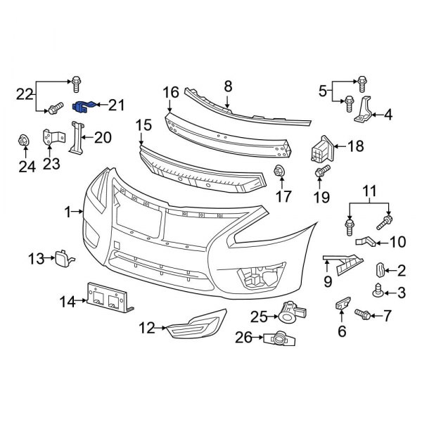Nissan OE 622403TA0B - Front Bumper Cover Support Rail