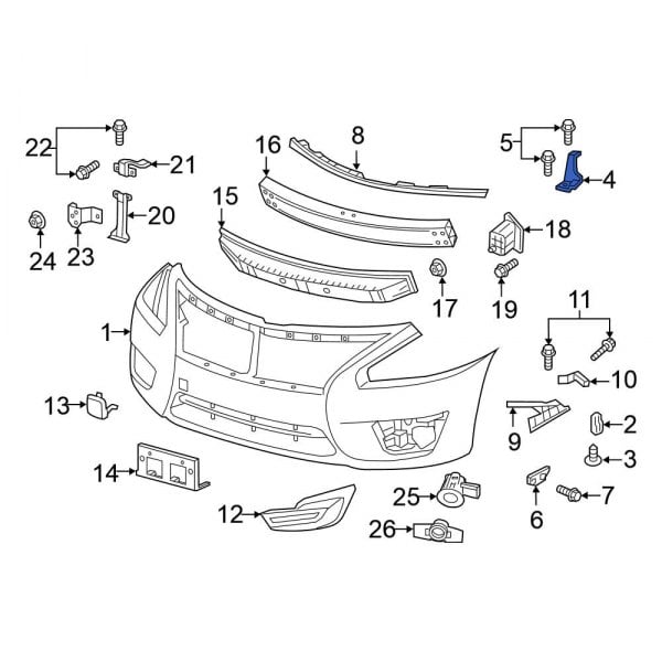 Nissan OE 622453TA0A - Left Upper Bumper Cover Bracket