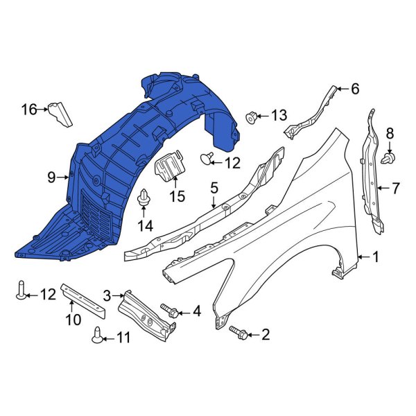 Nissan OE 638403TA0A - Front Right Fender Splash Shield