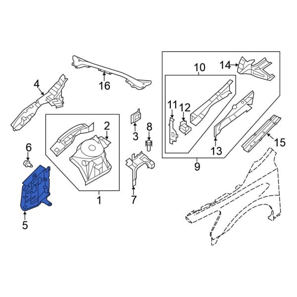 Nissan OE 648383TA0A - Front Right Fender Splash Shield